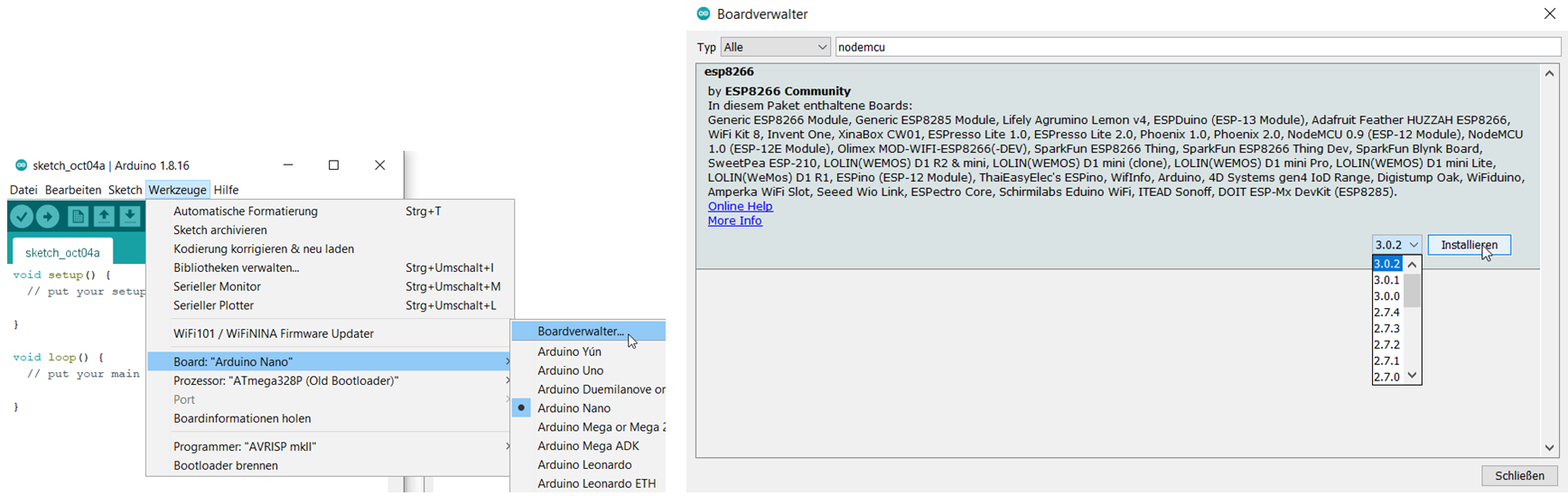 6. Arduino – NodeMCU ESP8266 mit Arduino installieren – weidera.de